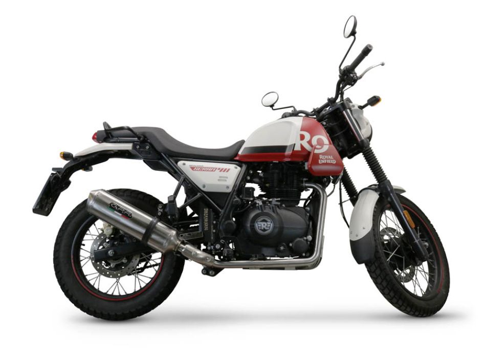 Exhaust compatible with Royal Enfield Scram 411 2022-2024, Satinox ...